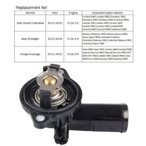 5184651AH Thermostat Housing Assembly for 2012-2018 Jeep Wrangler, 2011-2020 Grand Cherokee, 2011-2015 Dodge Durango 3.6L 05184651AF 902-852