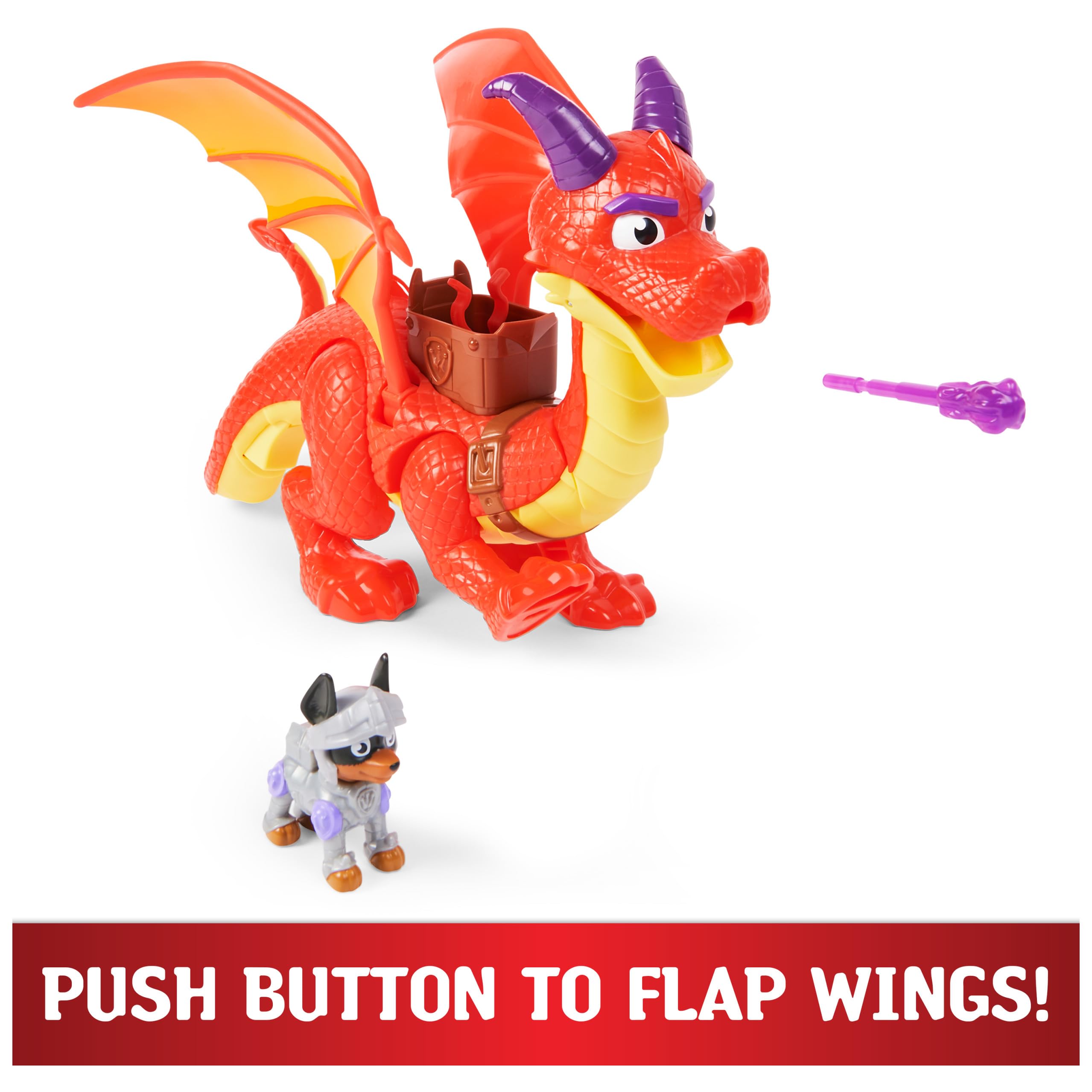 Paw Patrol, Rescue Knights Sparks The Dragon with Super Wings and Pup Claw Action Figures, Kids Toys for Ages 3 and up