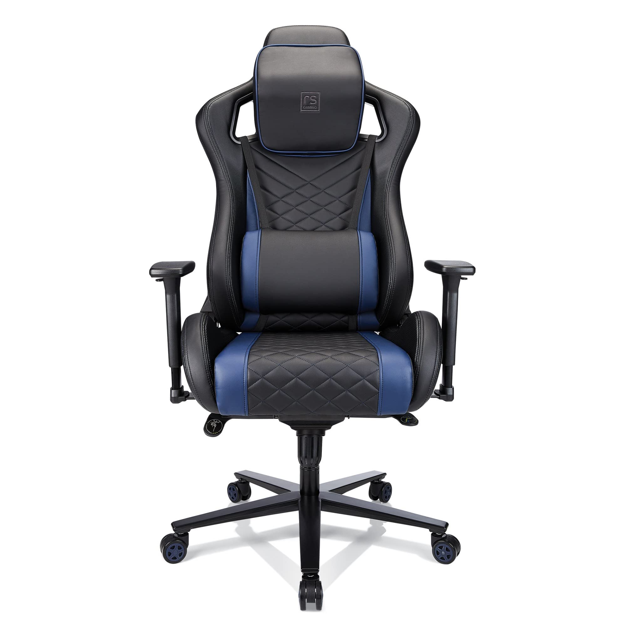 RS Gaming™ Davanti Vegan Leather High-Back Gaming Office Chair, Black/Blue, BIFMA Compliant