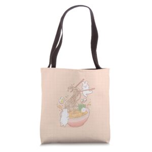 cute bunny rabbit ramen noodle soup anime kawaii aesthetic tote bag