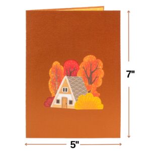 Paper Love 3D Fall Foliage Pop Up Card, For Autumn, Thanksgiving, Halloween, Thank You, Thinking of You or Just Because - 5" x 7" Includes Envelope and Removable Note Tag