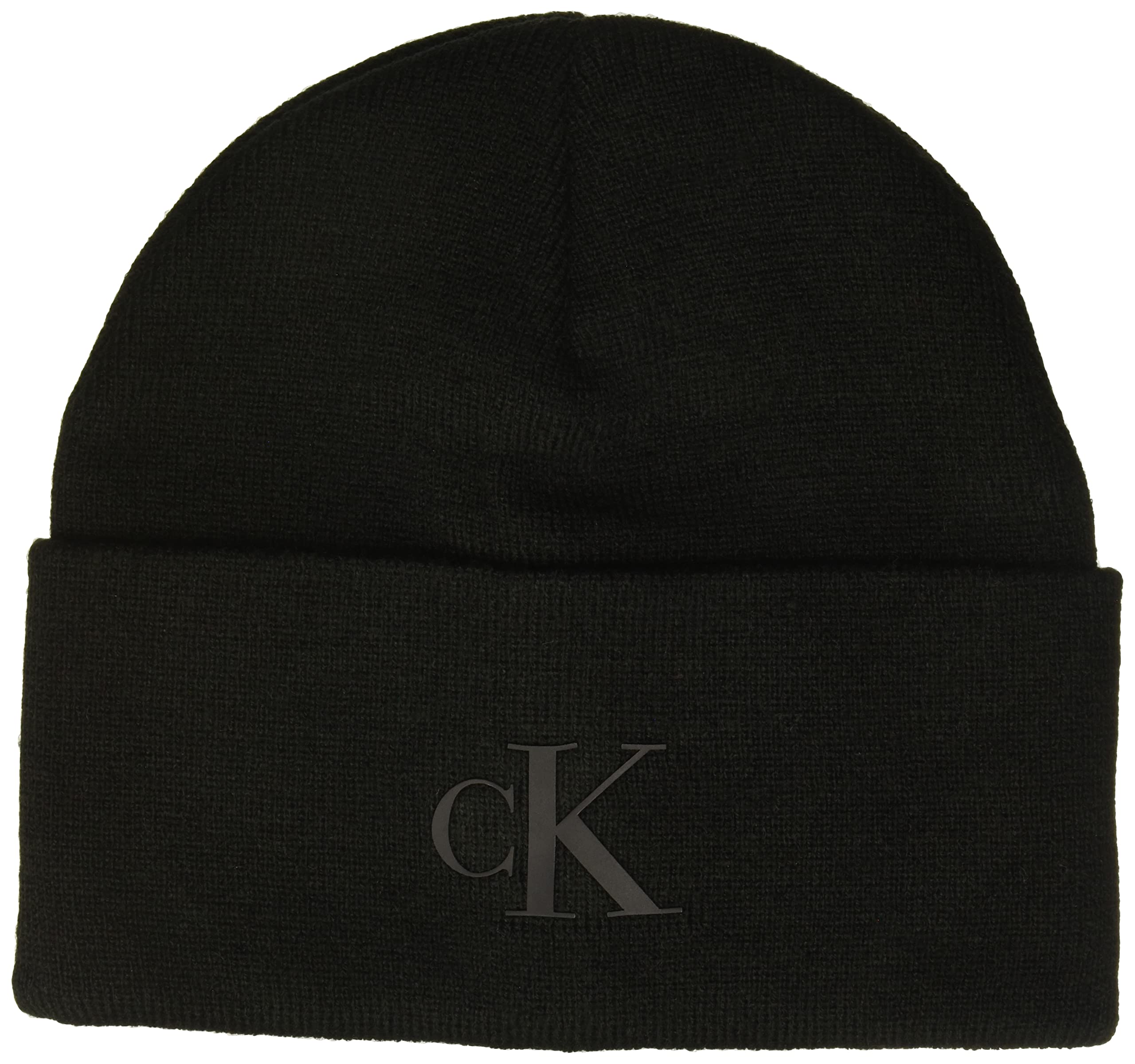 Calvin Klein Men's Cuff Hat, Black Big Logo, One Size