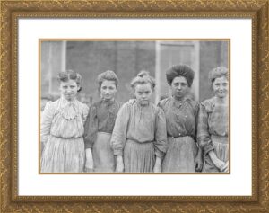 artdirect hine, lewis wickes 24x19 gold ornate framed art print with double matting titled: some adolescents in bibb mfg co. macon, ga