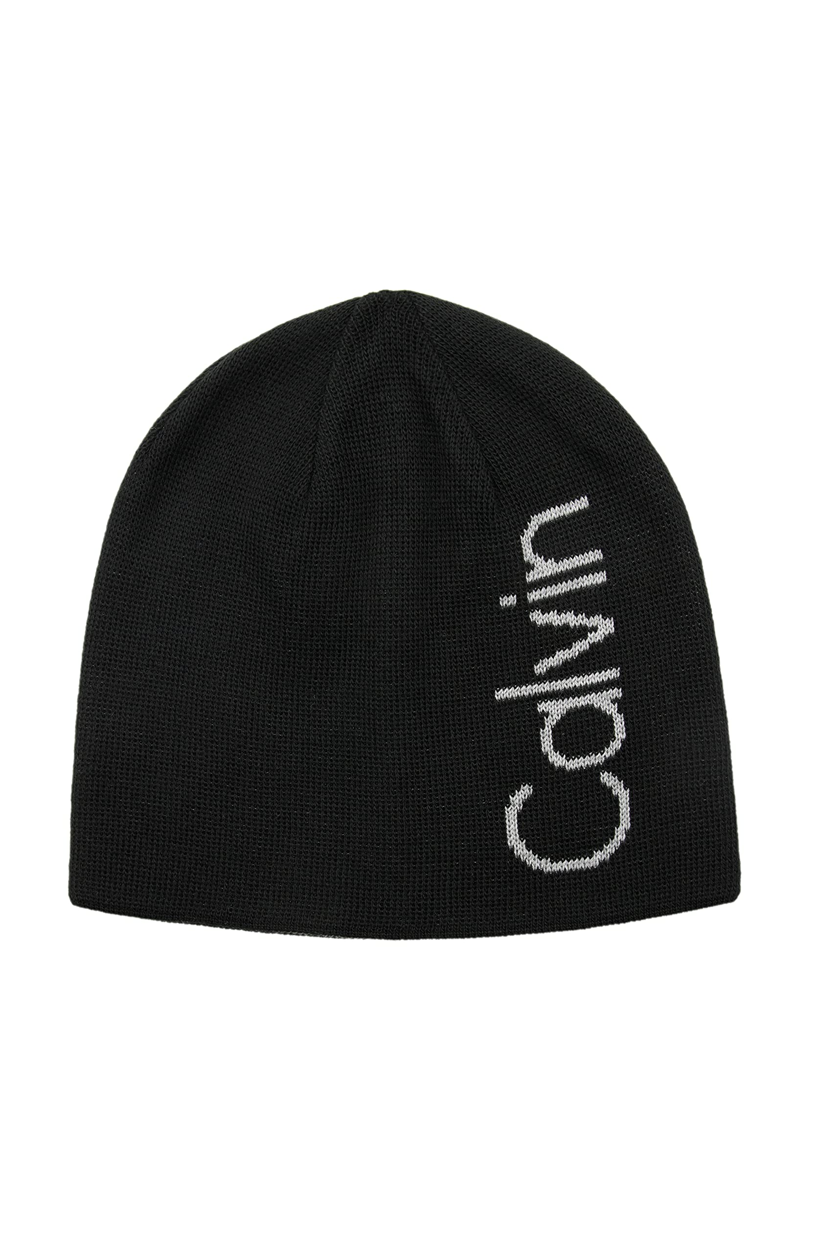 Calvin Klein Men's Reversible Beanie, Black and Grey Logo, One Size