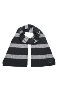 calvin klein men's scarf, black and grey striped, one size