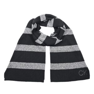 Calvin Klein Men's Scarf, Black and Grey Striped, One Size