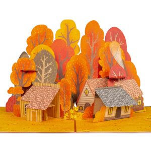 Paper Love 3D Fall Foliage Pop Up Card, For Autumn, Thanksgiving, Halloween, Thank You, Thinking of You or Just Because - 5" x 7" Includes Envelope and Removable Note Tag