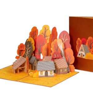 Paper Love 3D Fall Foliage Pop Up Card, For Autumn, Thanksgiving, Halloween, Thank You, Thinking of You or Just Because - 5" x 7" Includes Envelope and Removable Note Tag