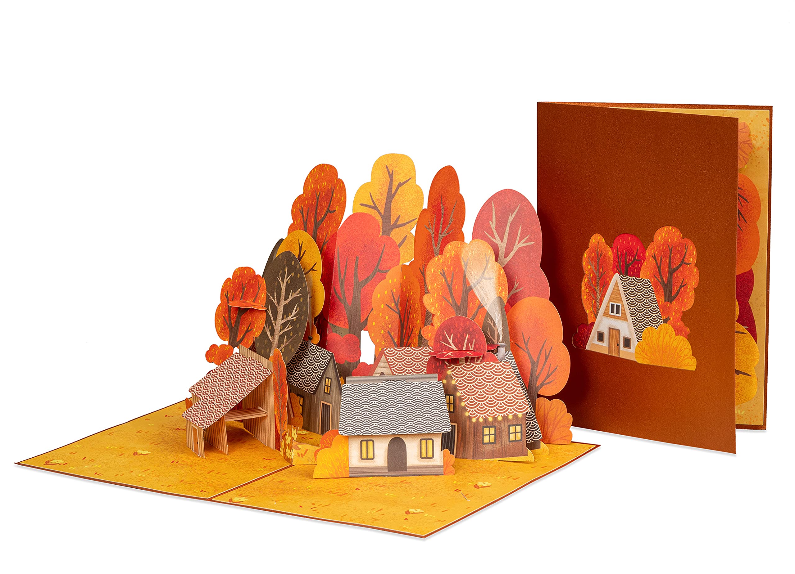 Paper Love 3D Fall Foliage Pop Up Card, For Autumn, Thanksgiving, Halloween, Thank You, Thinking of You or Just Because - 5" x 7" Includes Envelope and Removable Note Tag