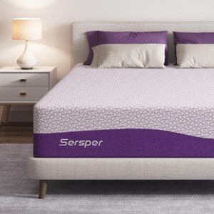 sersper queen mattress 8 inch - bamboo charcoal memory foam mattress for cool sleep & pressure relief - fiberglass free - certipur-us certified - medium firm