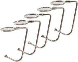 zhenjier 5 pack purse hook hanger, metal hook long handbag hanger for table desk,portable bag holder under counter handbags hook for women girl