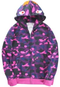 eudolah camo hoodie shark print trendy cotton casual loose zip up hoodie mens long sleeve jacket(2xl,1-purple camo)