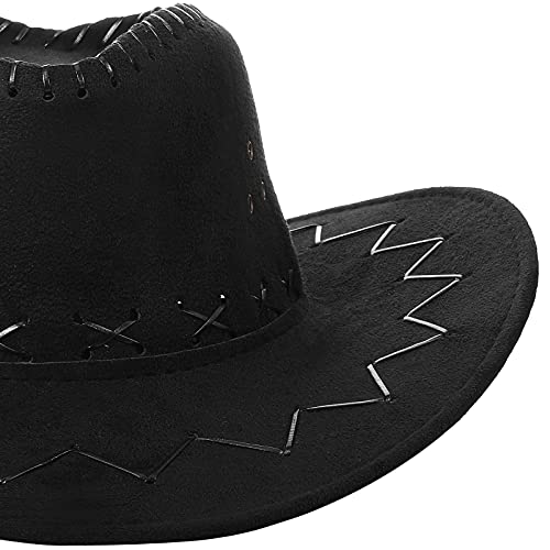 Zhanmai Cowboy Hat with Bandanna - 12 Piece Set for Halloween, Birthday Party or Costume (Black)