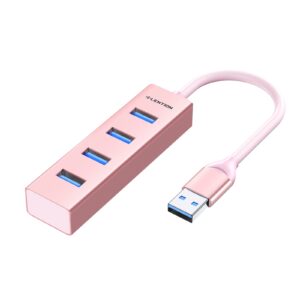 lention usb 3.0 hub to 4 type a ports, usb a to usb multiport adapter, 4-port usb dongle for 2009-2015 macbook air/pro, surface pro/book, chromebook, more, stable driver certified(cb-h22s, rose gold)