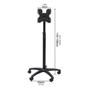 QTBH Monitor Arm Floor-Standing Monitor Mount Stand 43.3 inch high Single Monitor Stand Mobile cart 14"-32" Monitor Stand Mount with 5 Rollers, Hold up to 44lbs Monitor Desk Mount