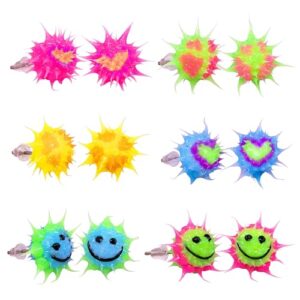 6 y2k earrings for women, glow in the dark silicone stud earrings set, smiley face earring pack for teen girls, kidcore alt girl aesthetic jewelry accessories