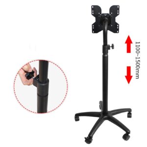 QTBH Monitor Arm Floor-Standing Monitor Mount Stand 43.3 inch high Single Monitor Stand Mobile cart 14"-32" Monitor Stand Mount with 5 Rollers, Hold up to 44lbs Monitor Desk Mount