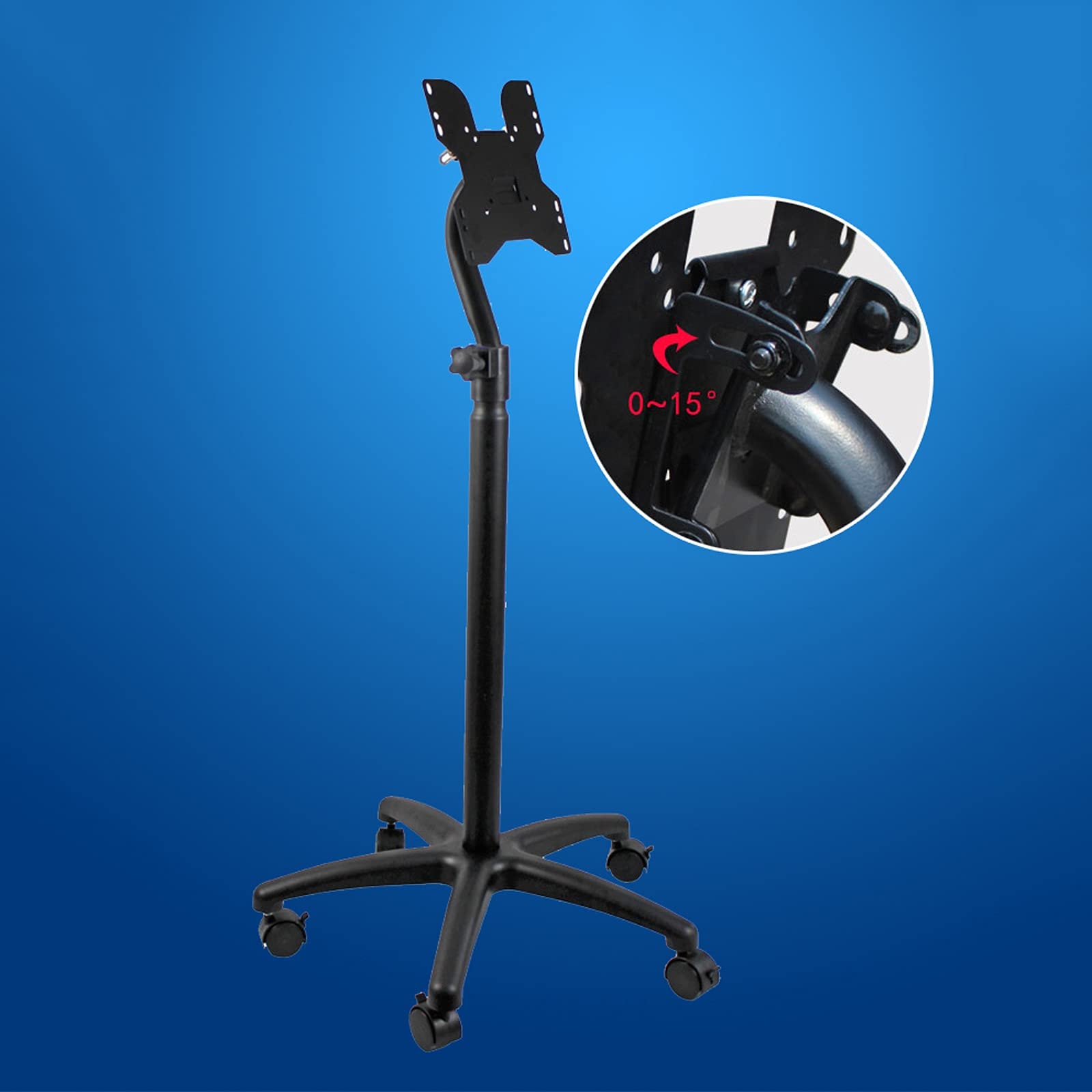 QTBH Monitor Arm Floor-Standing Monitor Mount Stand 43.3 inch high Single Monitor Stand Mobile cart 14"-32" Monitor Stand Mount with 5 Rollers, Hold up to 44lbs Monitor Desk Mount