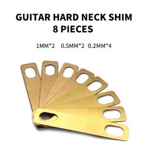 8PCS SAPHUE Guitar Neck Shims 4Pcs 0.2mm, 2Pcs 0.5mm and 2Pcs 1mm Thickness Brass Shims for Guitar and Bass Bolt-on Neck Repair(Gold)