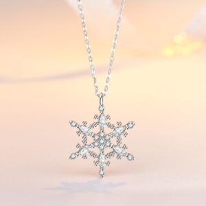 aoof snow flower necklace women's s925 pure silver simple inlaid diamond horse eye stone pendant clavicle chain fashion silver chain decoration platinum