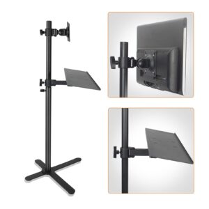 qtbh monitor arm floor-standing monitor stand 12"-27" movable single monitor stand mount height-adjustable monitor stand with keyboard bracket, holds up to 44lbs monitor desk mount (style : b)