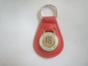 1962 1963 1964 galaxie 406 high performance engine logo leather keychain - red