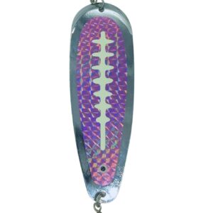 KOKOPROS Kokanee Finished Salmon Hyper Glow Teardrop Fishing Flasher, 5-1/2 Length, Chrome, Pink Skeleton