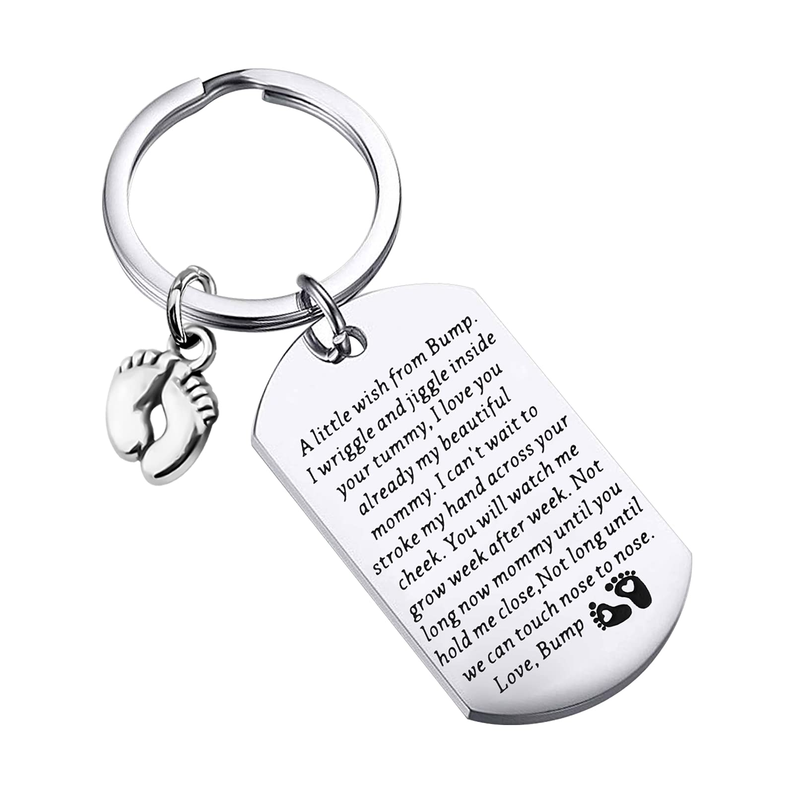 WSNANG Mommy To Be Keychain Gift A Little Wish From Bump Pregnancy Baby Announcement Gifts New Mom Jewelry (A Little Wish Bump DT)