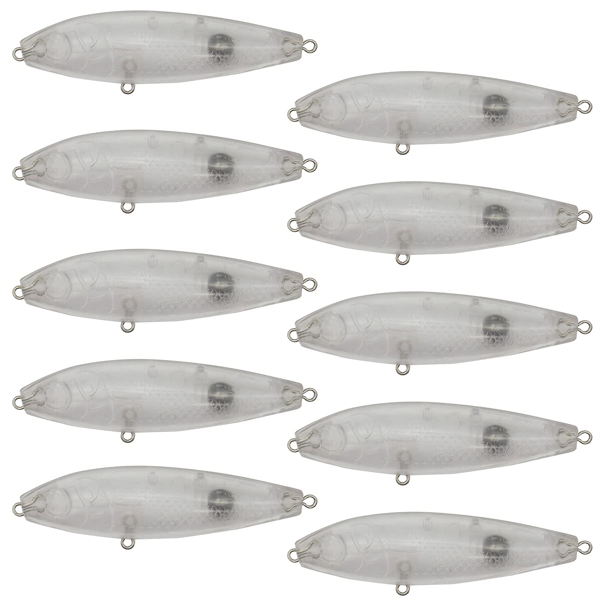 10PCS Unpainted Lure Blanks 10.55g 8.7cm with 7mm Free Fishing Eye Crankbait Simulation Blank Body Clear Hard Baits Trout Salmon Minnow Lure Popper Lures Topwater Freshwater 256