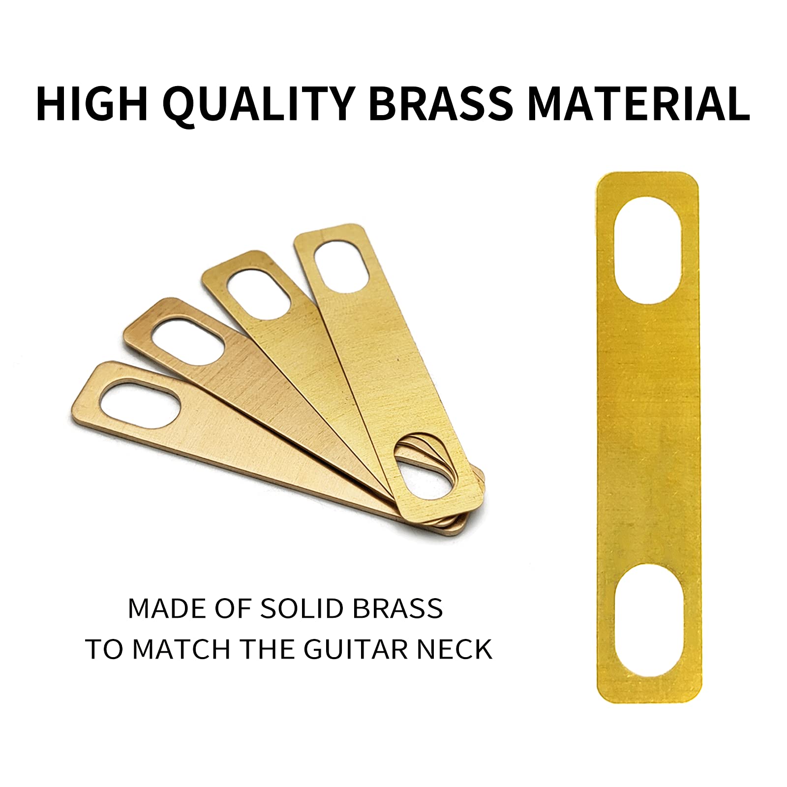 8PCS SAPHUE Guitar Neck Shims 4Pcs 0.2mm, 2Pcs 0.5mm and 2Pcs 1mm Thickness Brass Shims for Guitar and Bass Bolt-on Neck Repair(Gold)