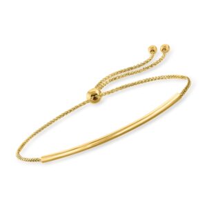 rs pure by ross-simons 14kt yellow gold round bar bolo bracelet