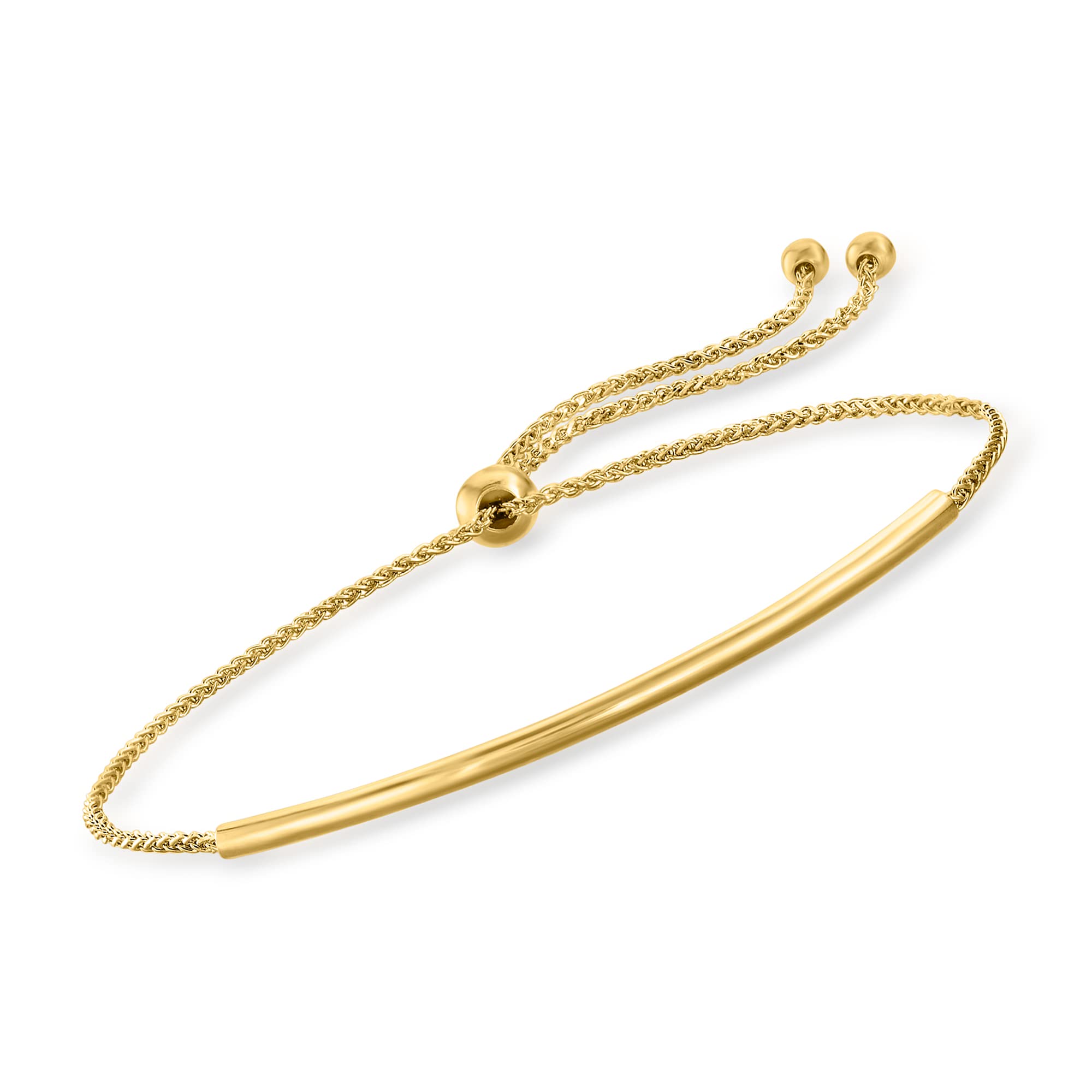 RS Pure by Ross-Simons 14kt Yellow Gold Round Bar Bolo Bracelet