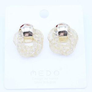 aoof genuine gold electroplating source manufacturer earrings korean style fashion earrings women's mesh hand wound crystal earrings golden