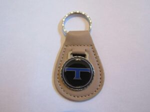 1969 torino talladega vintage t logo leather keychain - beige