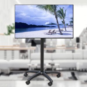 QTBH Monitor Arm Floor-Standing Monitor Mount Stand 43.3 inch high Single Monitor Stand Mobile cart 14"-32" Monitor Stand Mount with 5 Rollers, Hold up to 44lbs Monitor Desk Mount