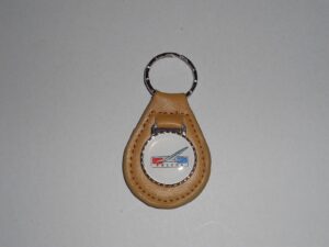 1960's falcon logo leather keychain - tan