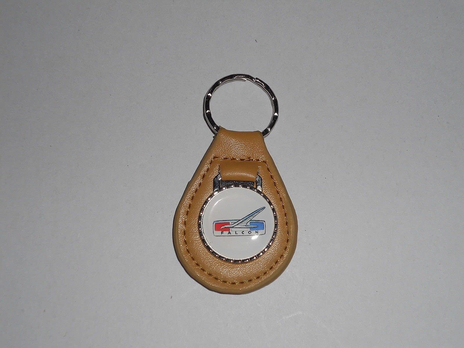 1960's FALCON LOGO LEATHER KEYCHAIN - TAN