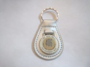 1962 1963 1964 galaxie 406 high performance engine logo leather keychain - silver