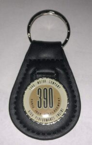 1962 1963 1964 galaxie 390 high performance engine logo leather keychain - black