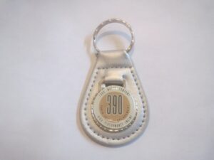 1962 1963 1964 galaxie 390 high performance logo leather keychain - silver