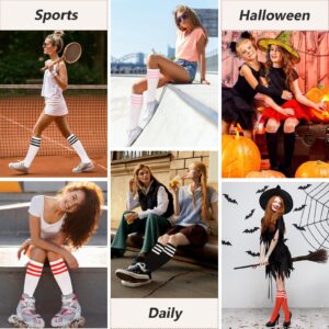 American Trends Knee High Socks Thigh High Socks Baseball Stockings Striped Casual Socks for Women 1 Pack White Red One Size