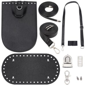 ph pandahall black pu leather backpack making kits diy knitting crochet bags bag bottom shaper pad insert cushion base with holes bag straps clasps for knitting woven bags diy backbag purse