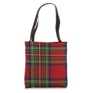 royal stewart clan red plaid scotland scottish tartan tote bag