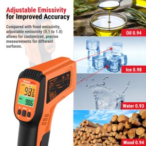 ThermoPro TP450 Dual Laser Temperature Gun for Cooking, Digital Infrared Thermometer for Pizza Oven Grill, Laser Thermometer Gun with Adjustable Emissivity Temp Gun -58℉to 1022℉(Not for Human)