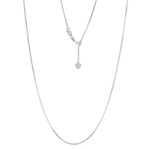 floreo 10k white gold 0.7mm adjustable box chain necklace, 22”