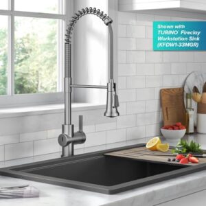 KRAUS Britt Touchless Sensor Commercial Pull-Down Single Handle Kitchen Faucet in Spot Free Stainless Steel, KSF-1691SFS