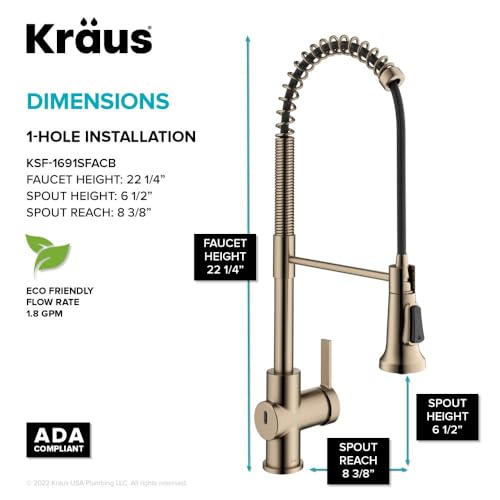 KRAUS Britt Touchless Sensor Commercial Pull-Down Single Handle Kitchen Faucet in Spot Free Antique Champagne Bronze, KSF-1691SFACB