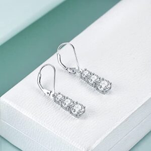 925 Sterling Silver Cubic Zirconia Leverback Drop Earrings Cz Dangle Earrings for Women