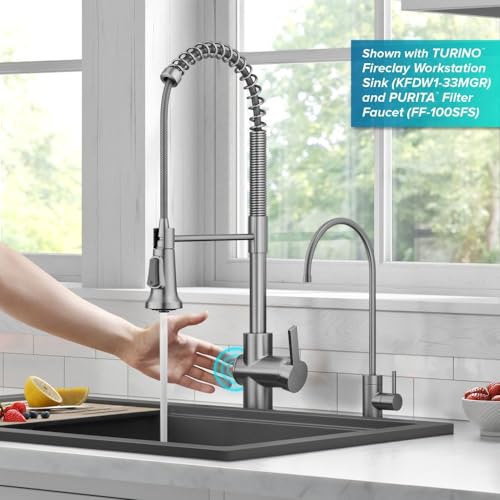 KRAUS Britt Touchless Sensor Commercial Pull-Down Single Handle Kitchen Faucet in Spot Free Stainless Steel, KSF-1691SFS