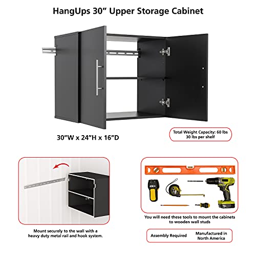 HangUps Upper Storage Cabinet, 30", Black